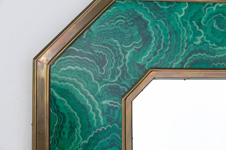 1970s Faux Painted Malachite Mirror by Sarreid at 1stDibs