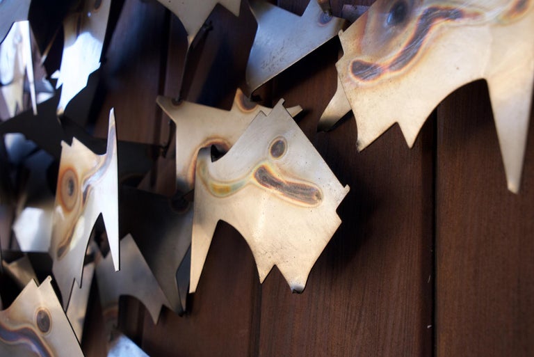 1970s Female Welder Filardi School of Fish Wall Art Steel Sculpture Mid ...