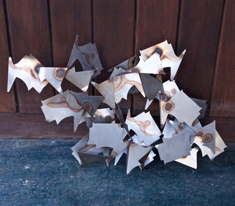 1970s Female Welder Filardi School of Fish Wall Art Steel Sculpture Mid ...