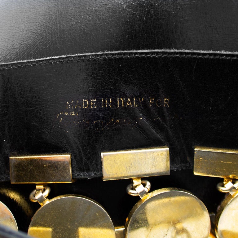 1970s Ferragamo Black Leather and Agate Geode Shoulder Bag at 1stDibs