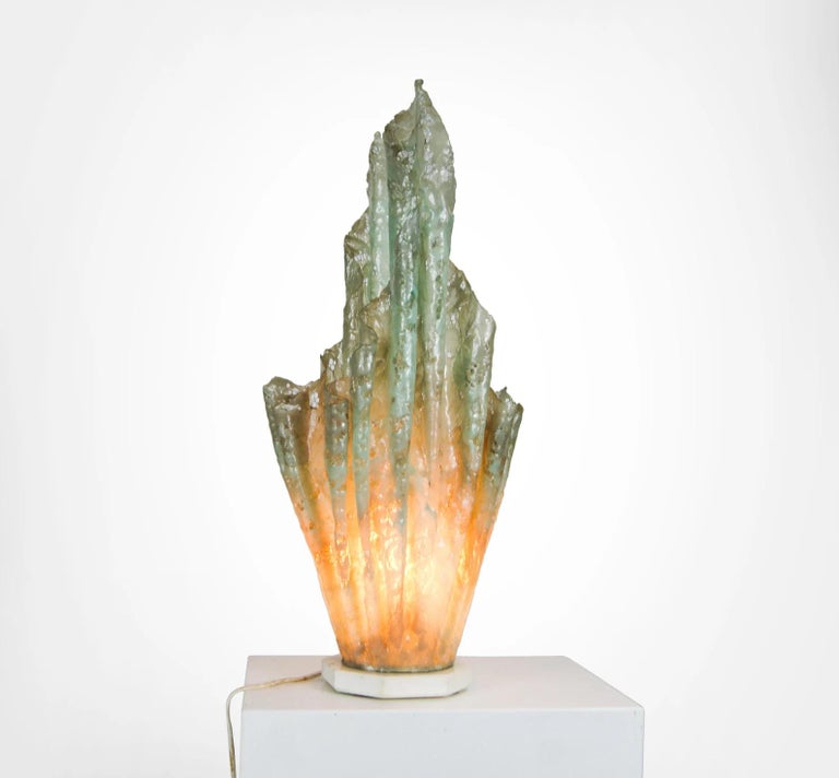 1970s Fiberglass Coated Lace Handkerchief Shaped Table Lamp Made in ...