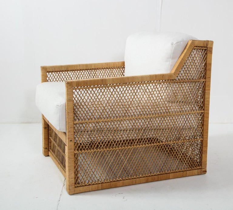 1970s Ficks Reed Woven Wicker Lounge Chair at 1stDibs