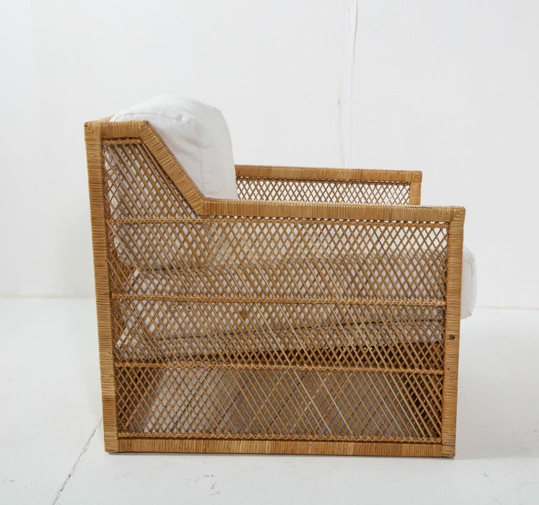 1970s Ficks Reed Woven Wicker Lounge Chair at 1stDibs