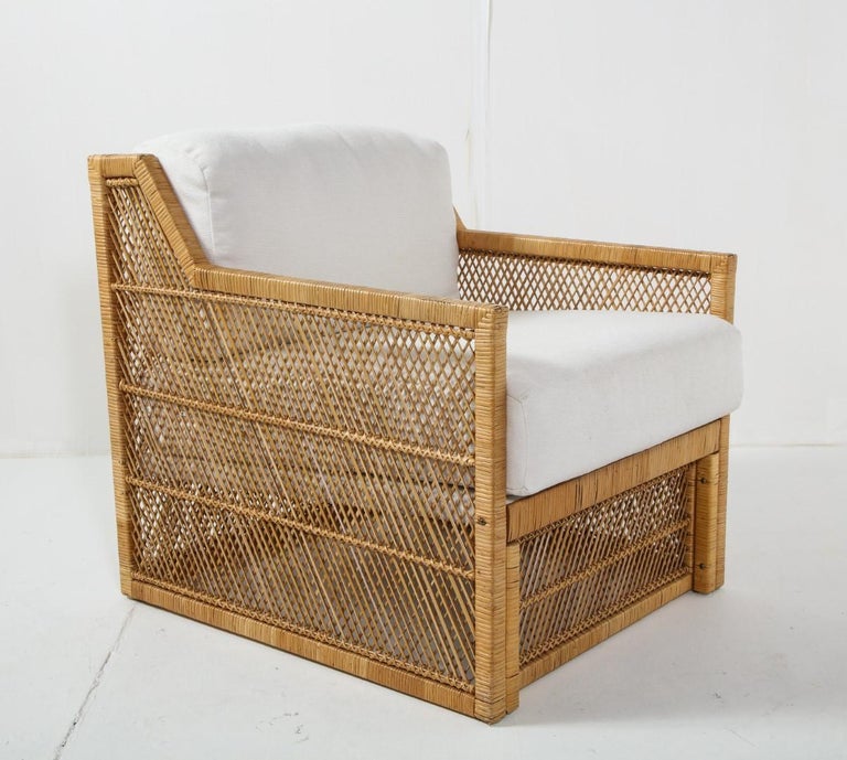 1970s Ficks Reed Woven Wicker Lounge Chair at 1stDibs