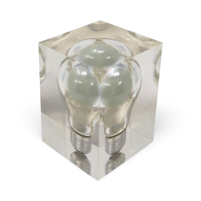 1970s Floating Light Bulb in Lucite Sculpture by Pierre Giraudon For ...