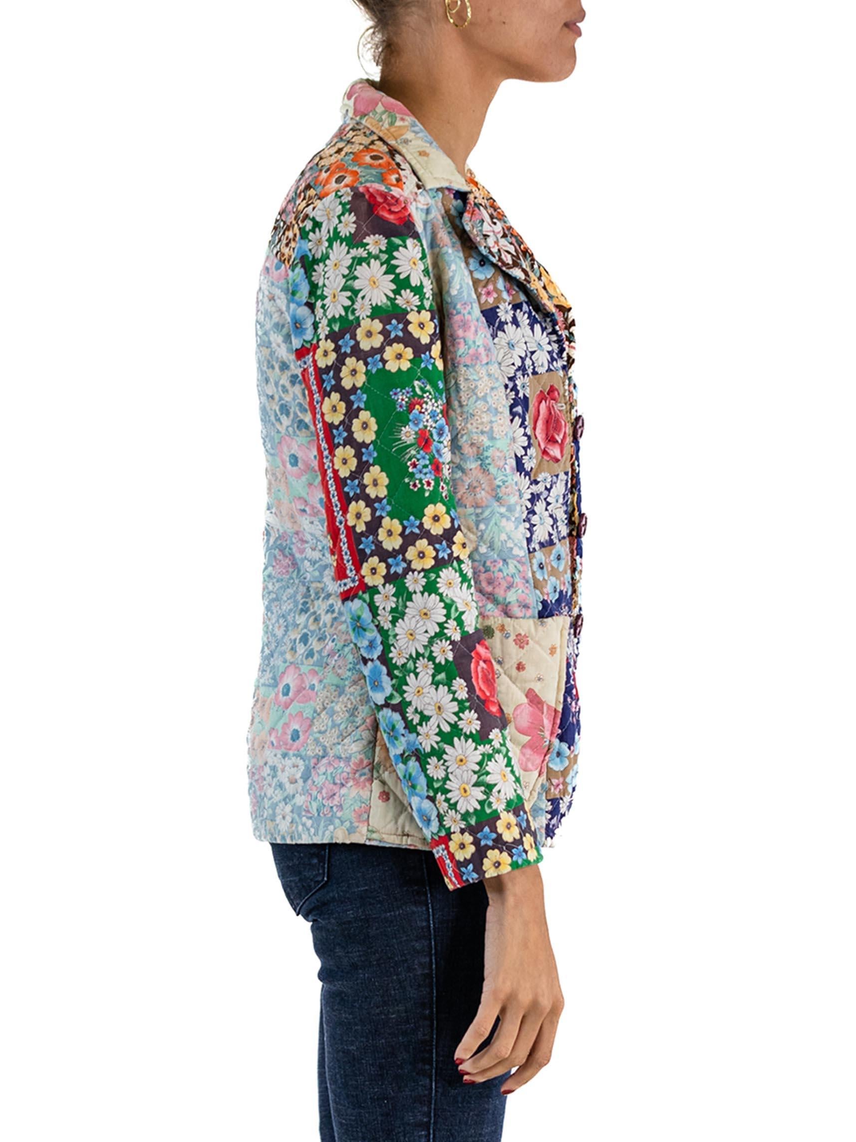 1970S Floral Organic Cotton Printed Patchwork Quilt Jacket For Sale at ...