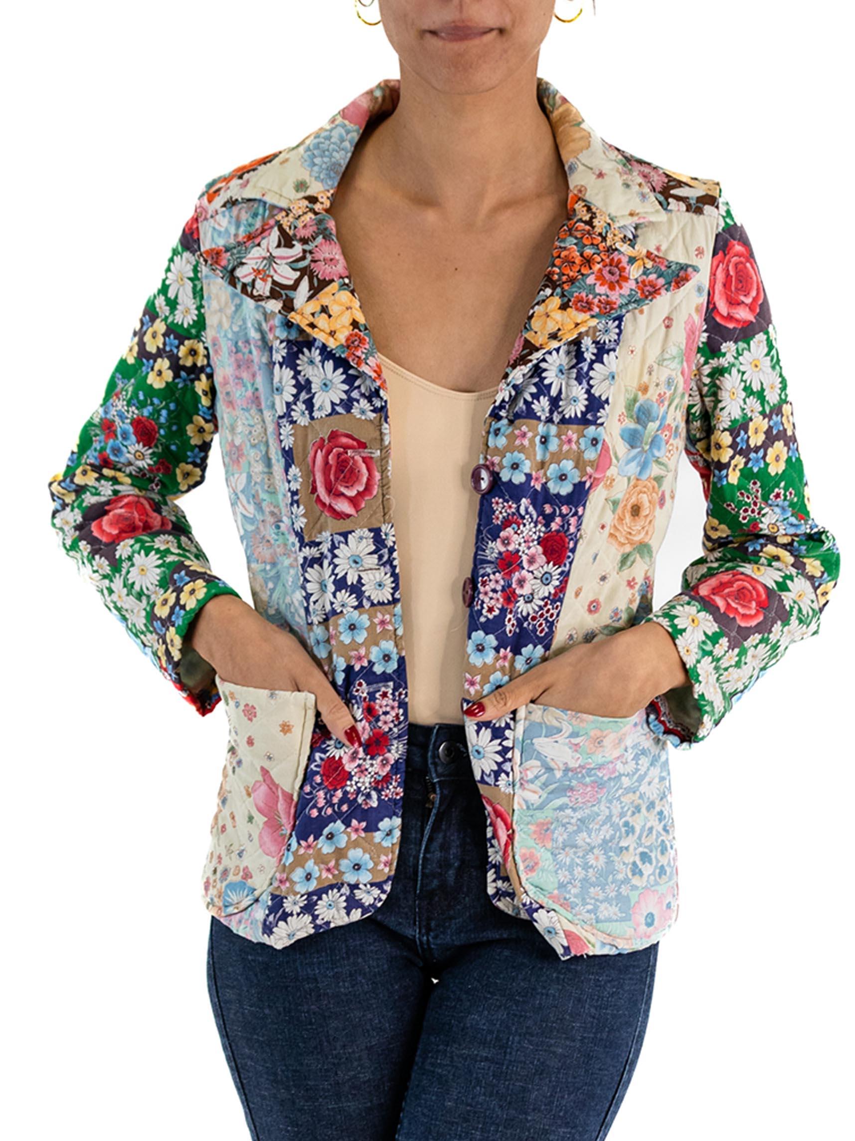 1970S Floral Organic Cotton Printed Patchwork Quilt Jacket For Sale at ...