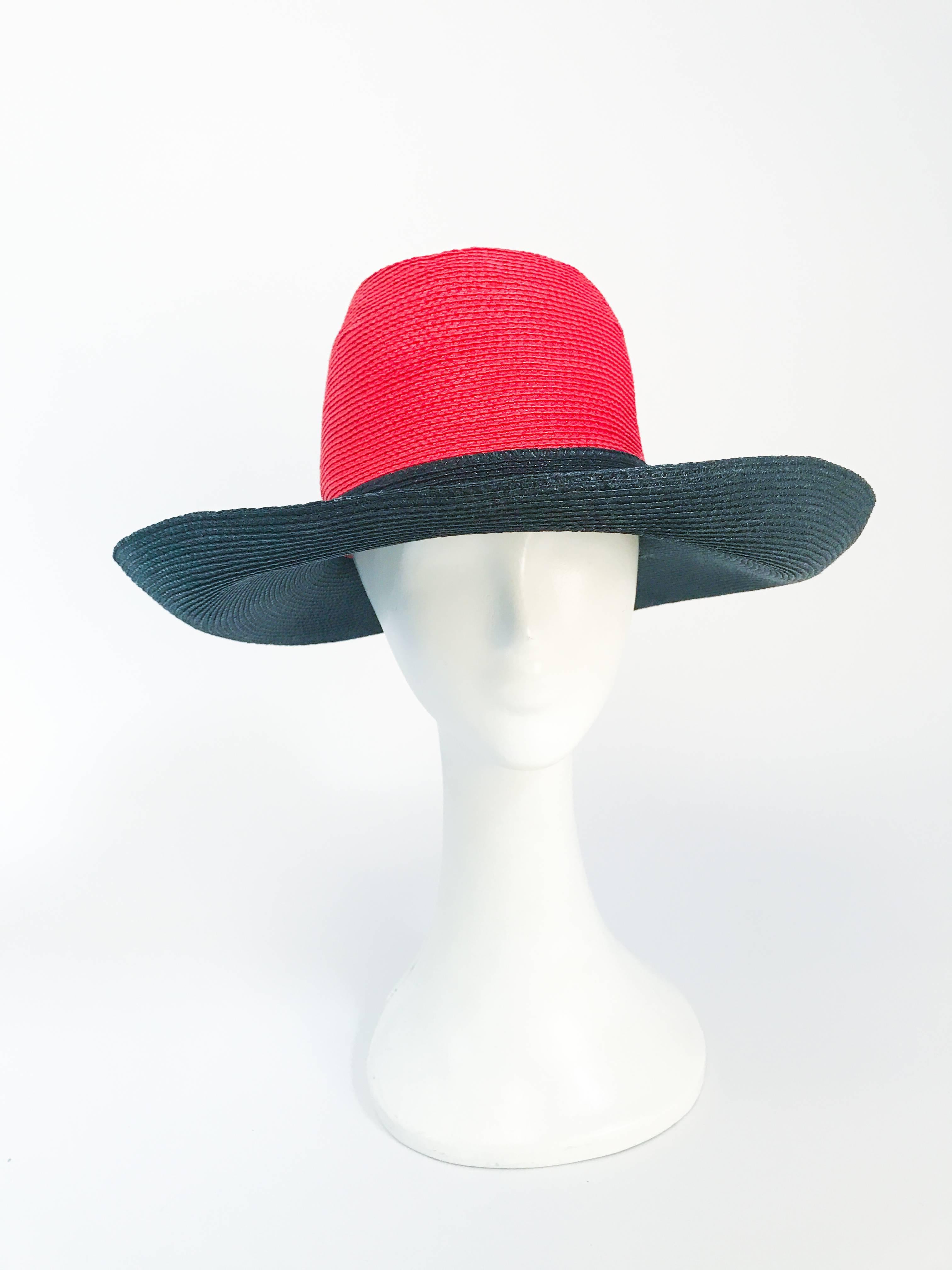 1970s Frank Olive Red and Black Wide-Brimmed Hat For Sale at 1stDibs ...