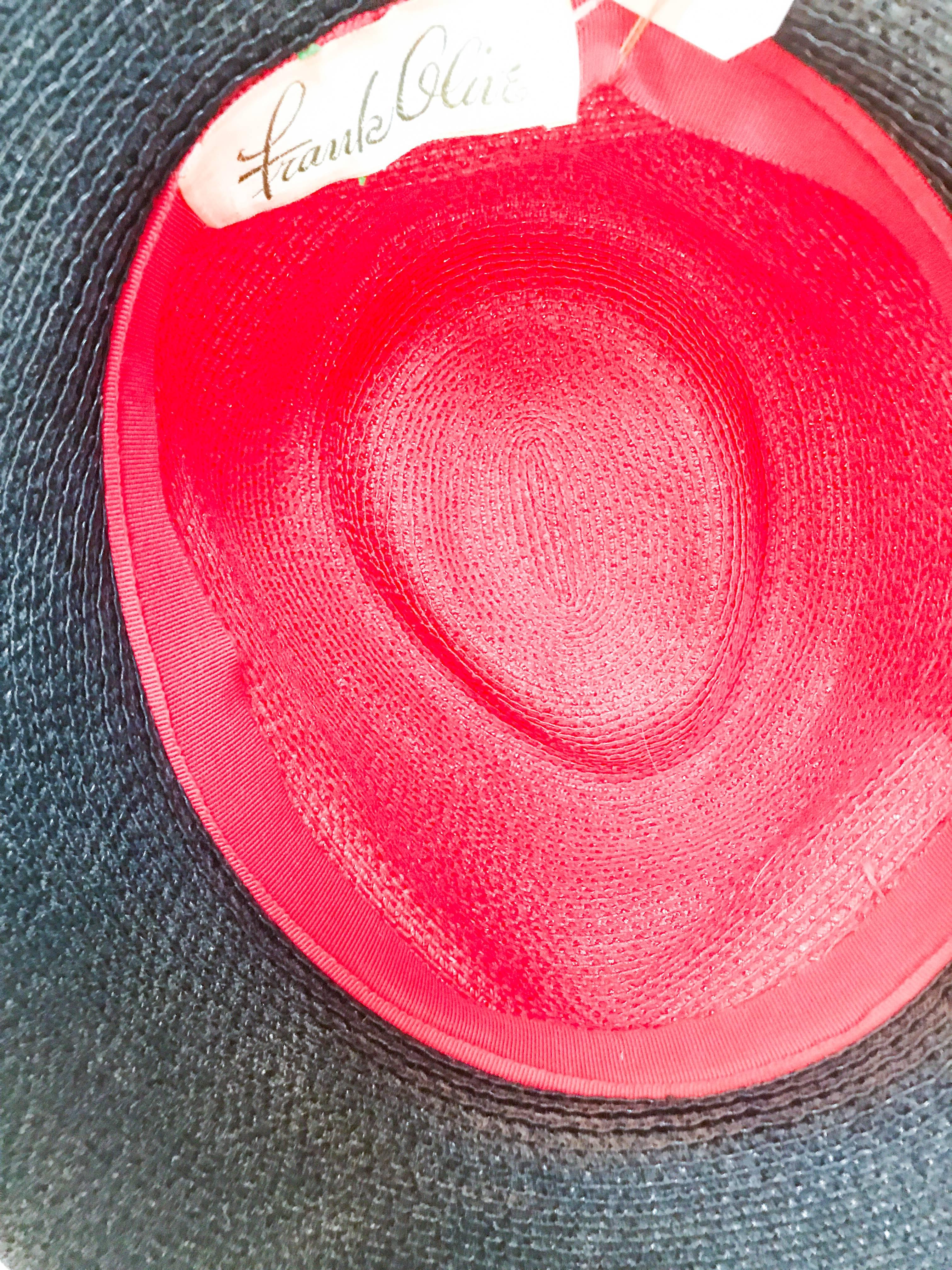 1970s Frank Olive Red and Black Wide-Brimmed Hat For Sale at 1stDibs ...