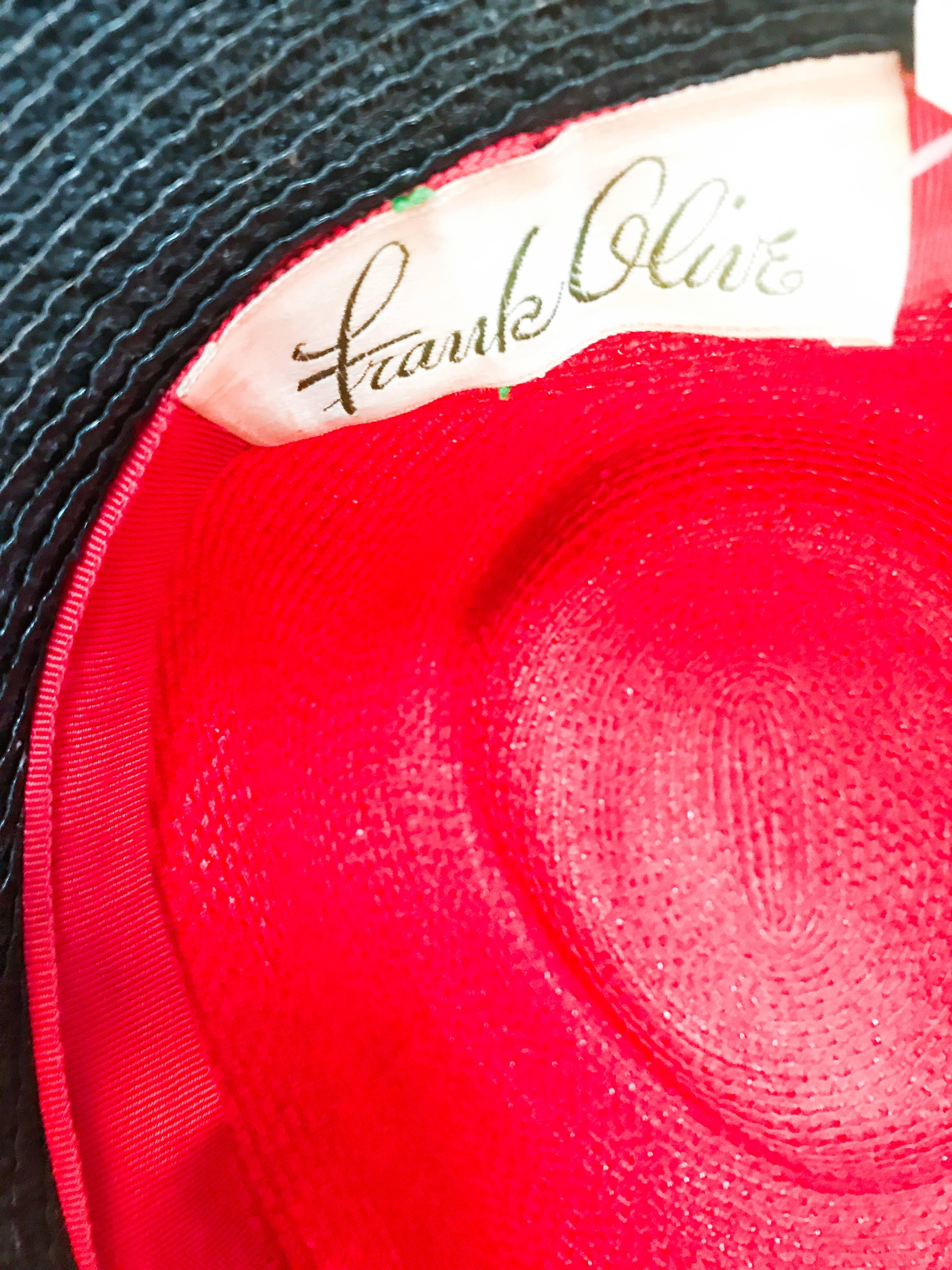 1970s Frank Olive Red and Black Wide-Brimmed Hat For Sale at 1stDibs ...