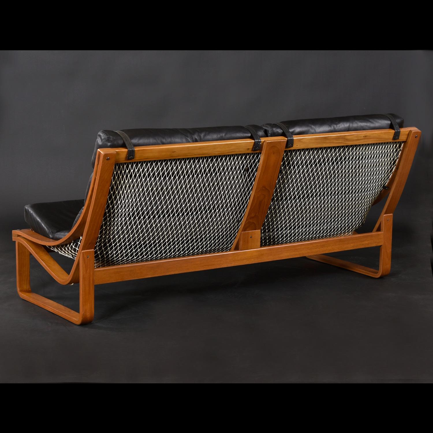 1970's Fred Lowen For Tessa Black Leather and Teak T4 Living Room Group ...