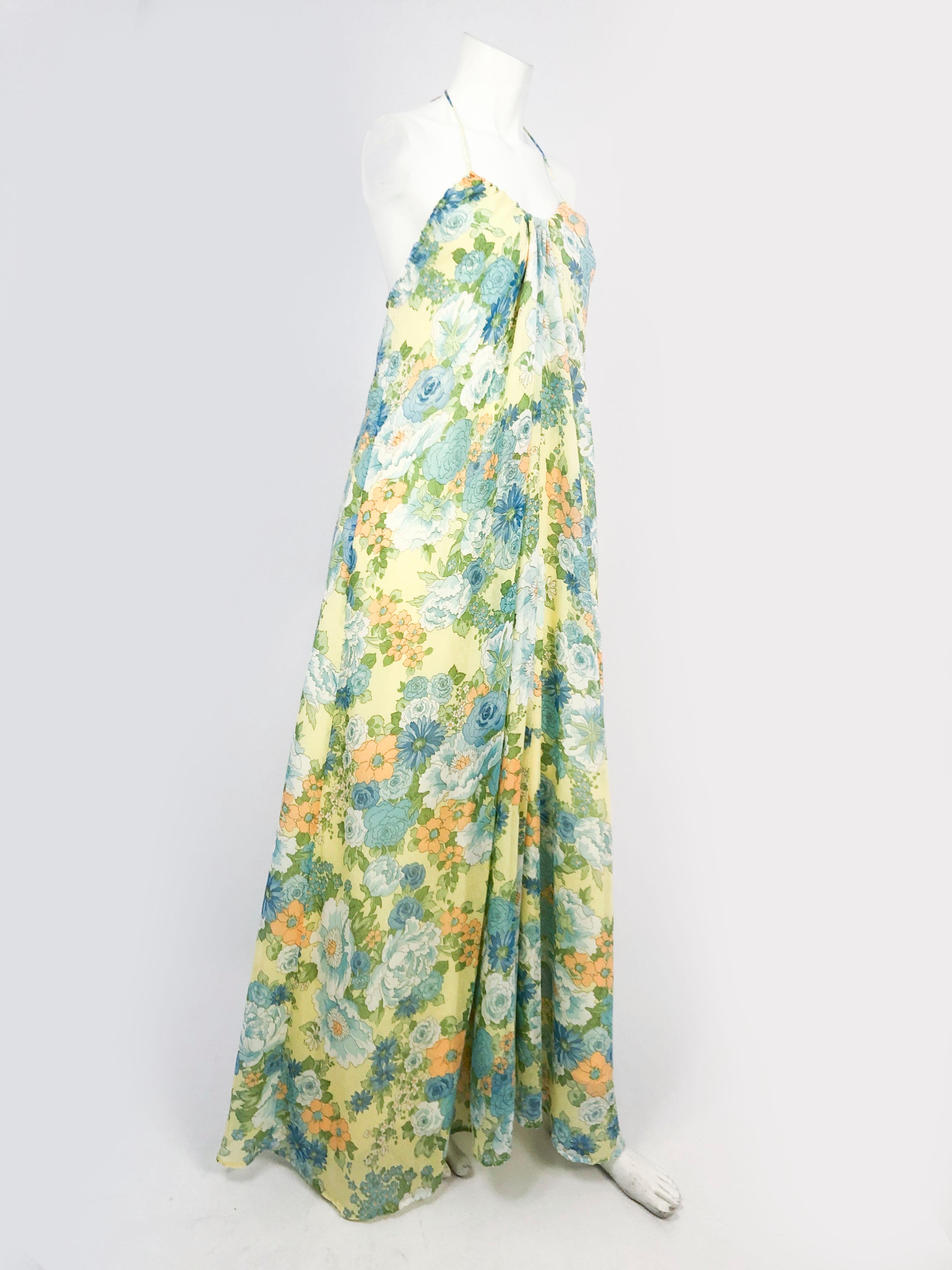 1970s Frederick's of Hollywood Halter Floral Printed Dress at 1stDibs ...