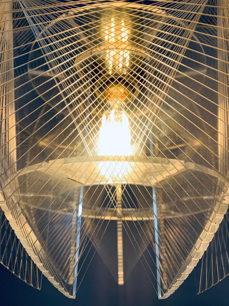 1970s French Nylon and Perspex Sompex Pendant Light Designed by Paul ...