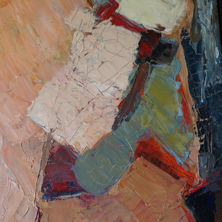 1970s French Abstract Colored Painting on Canvas, Signed M.Mathieu at ...