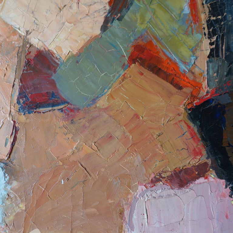 1970s French Abstract Colored Painting on Canvas, Signed M.Mathieu at ...