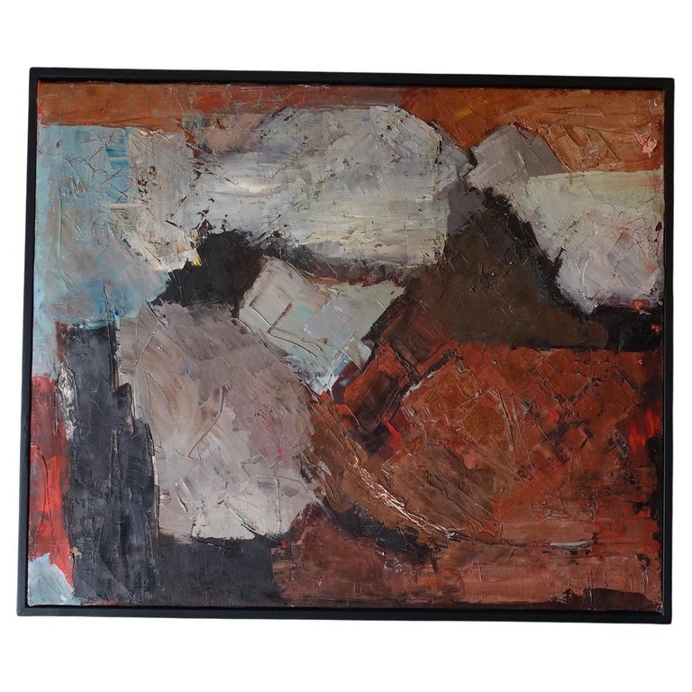 1970s French Abstract Colored Painting on Canvas, Signed M.Mathieu For ...
