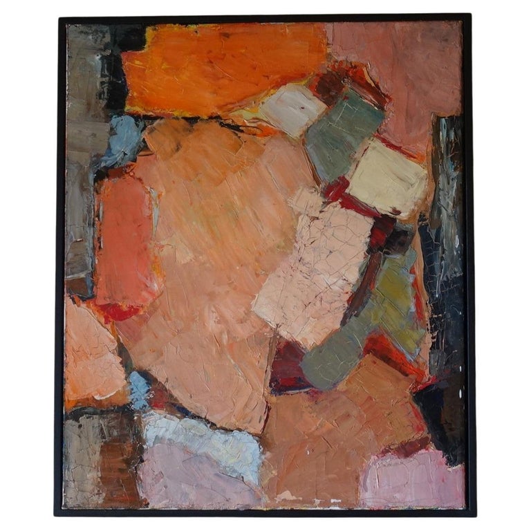 1970s French Abstract Colored Painting on Canvas, Signed M.Mathieu at ...