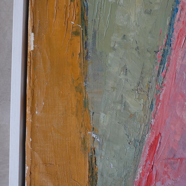 1970s French Abstract Painting Colored Acrylics on Canvas, Signed M ...