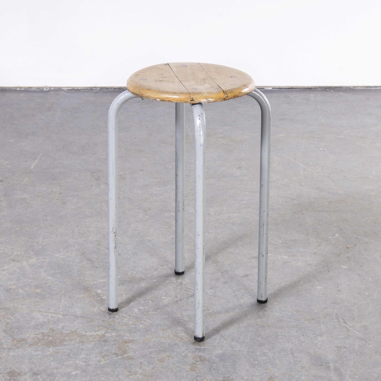 1970's French Grey Laboratory Stool at 1stDibs
