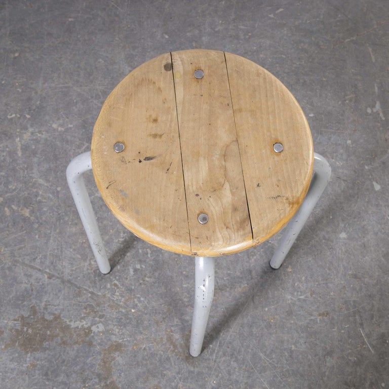 1970's French Grey Laboratory Stool at 1stDibs