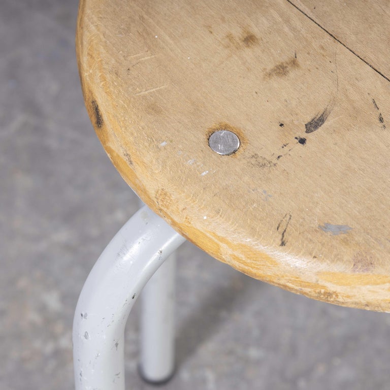 1970's French Grey Laboratory Stool at 1stDibs
