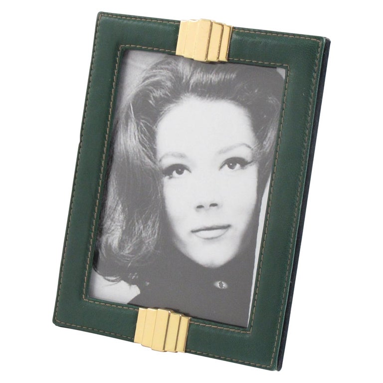1970s French Stitched Leather Picture Frame For Sale at 1stdibs
