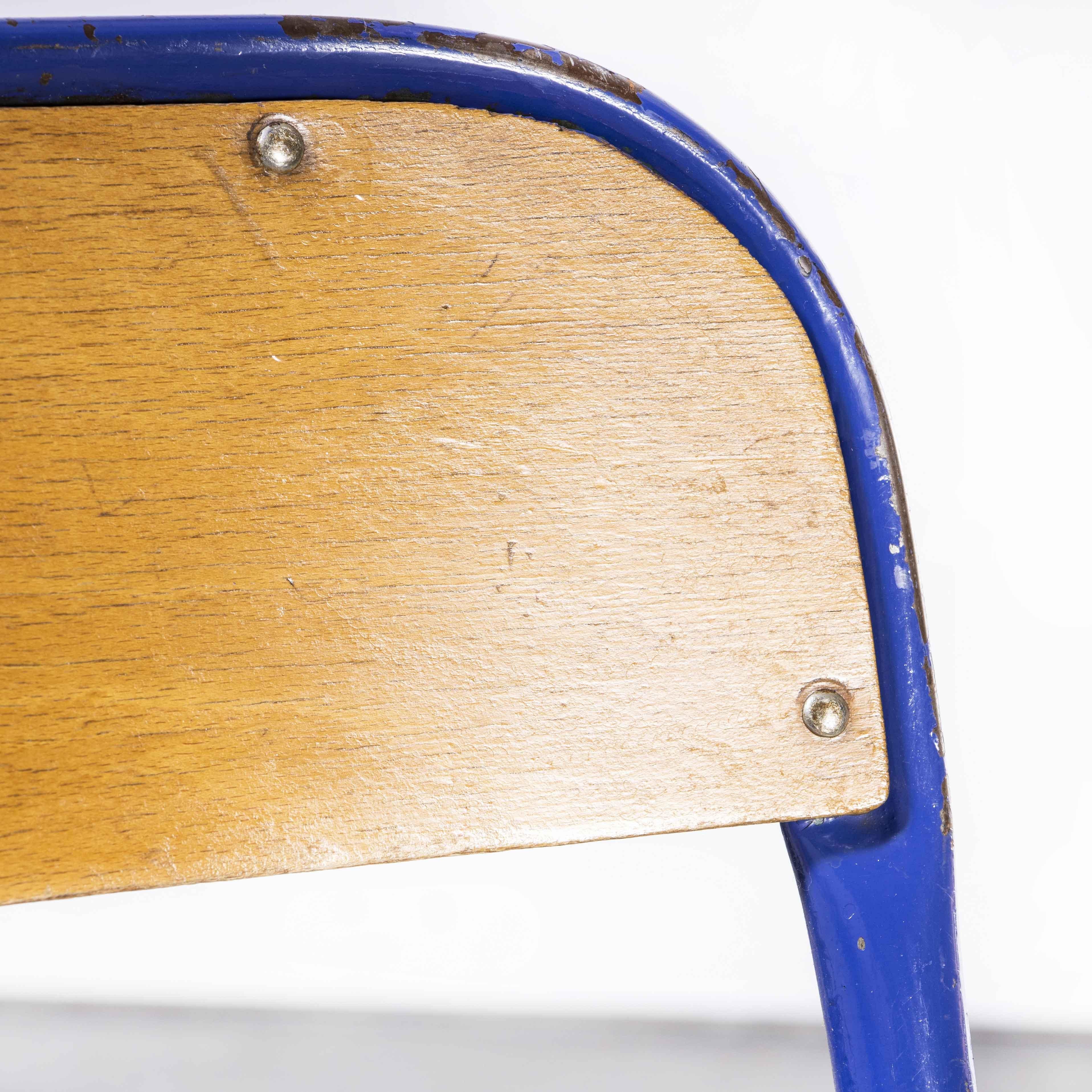 1970's French Mullca Stacking Chair, Deep Blue, Set of Eight For Sale ...