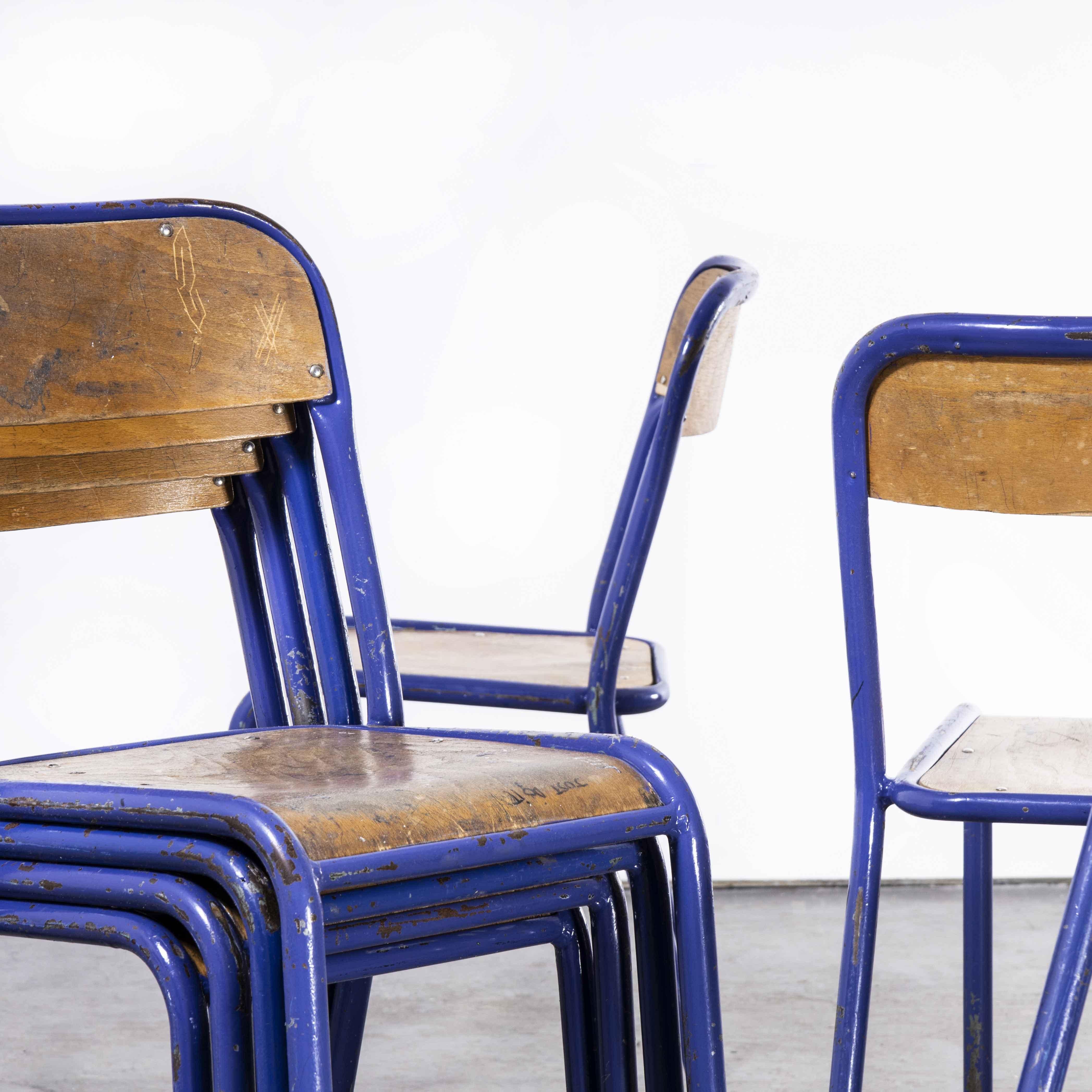 1970's French Mullca Stacking Chair, Deep Blue, Set of Eight For Sale ...
