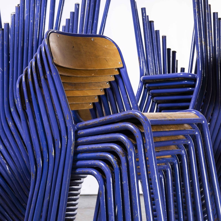 1970's French Mullca Stacking Chair, Deep Blue, Various Quantities ...