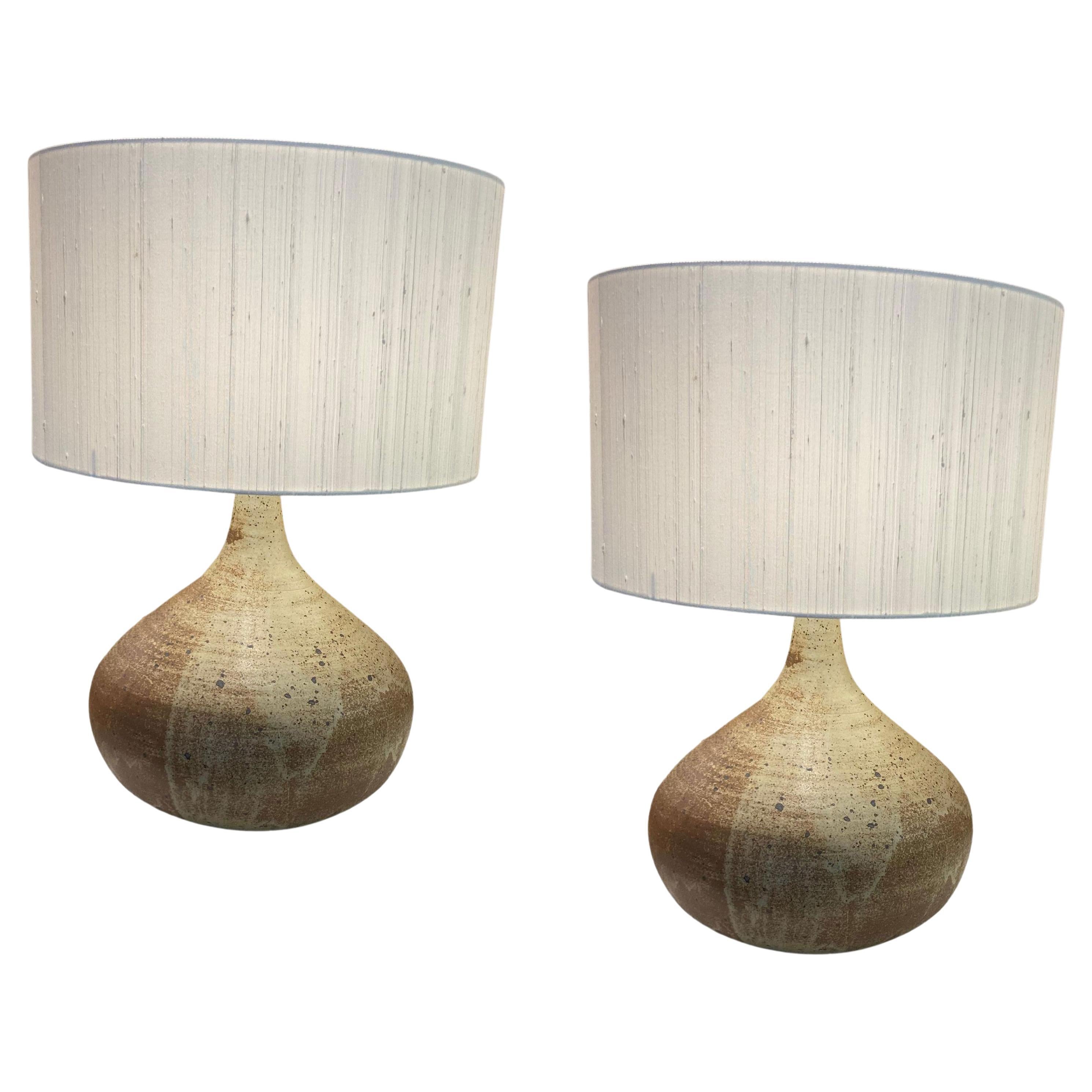 1970s French Pair Suzanne Deuleac and Jacques Barra Pottery Lamps at ...