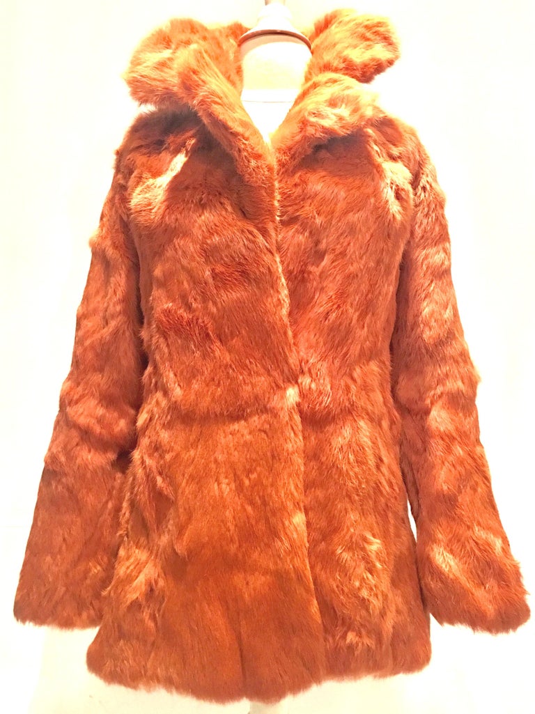 1970'S French Rabbit Fur and Leather Pea Coat by, Fur Couture Beverly ...