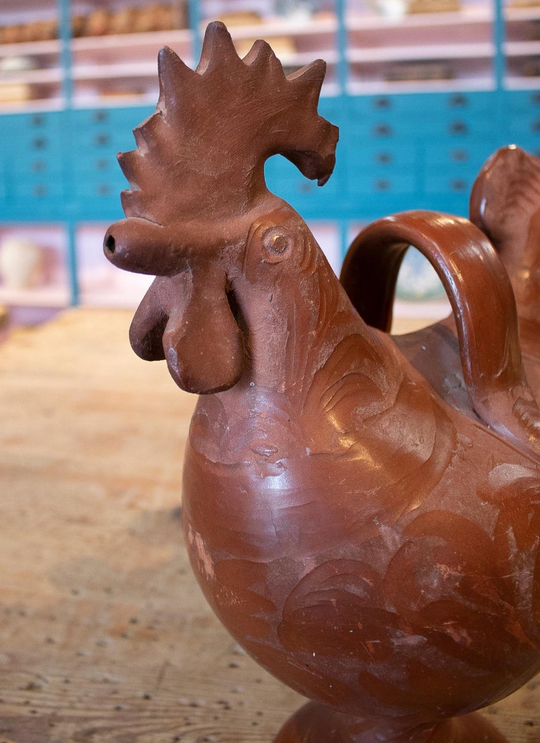 1970s French Rooster "Botijo" Earthenware Water Jug at 1stDibs