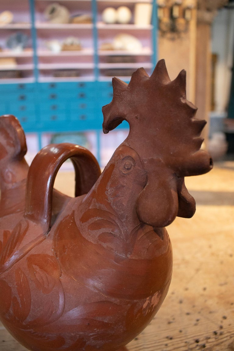 1970s French Rooster "Botijo" Earthenware Water Jug at 1stDibs