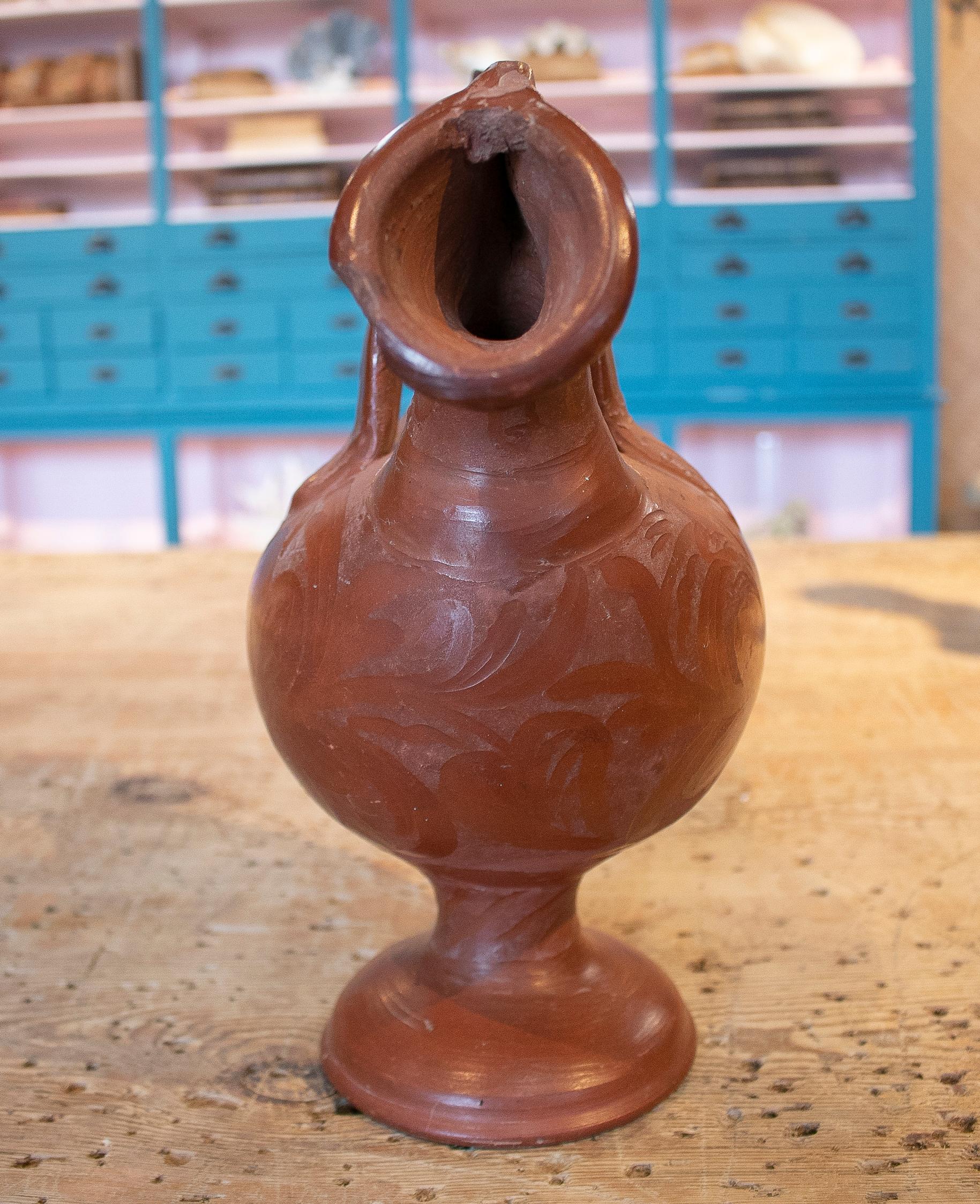 1970s French Rooster "Botijo" Earthenware Water Jug at 1stDibs