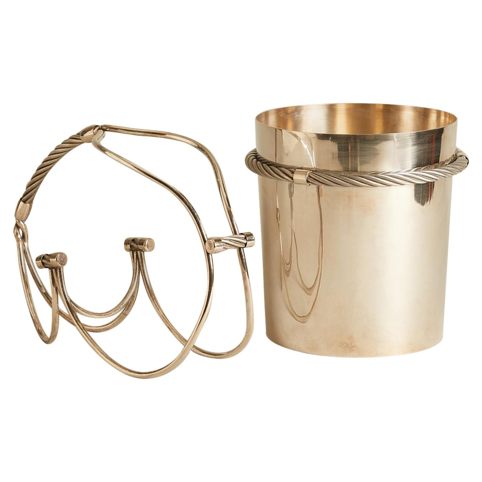1970s French Silver Plated Ice Bucket and Wine Caddy at 1stDibs