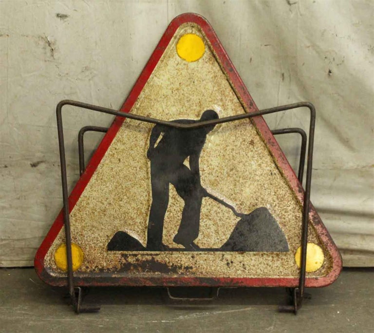 1970s French Work in Progress Road Construction Sign For Sale at 1stDibs