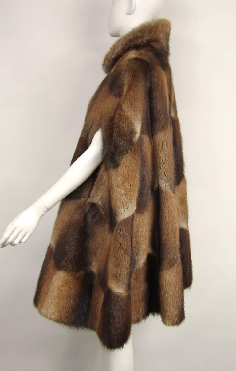 1970s Funky Sheared Beaver Swing Cape Coat - Vintage For Sale at 1stDibs