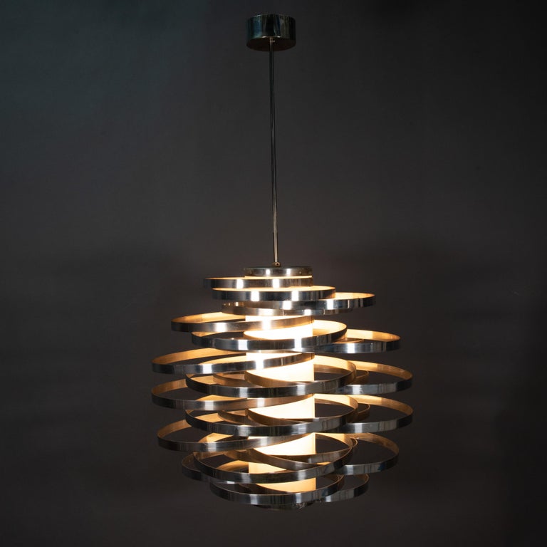 Sciolari Cyclone Pendant Chandelier Original Label For Sale at 1stDibs