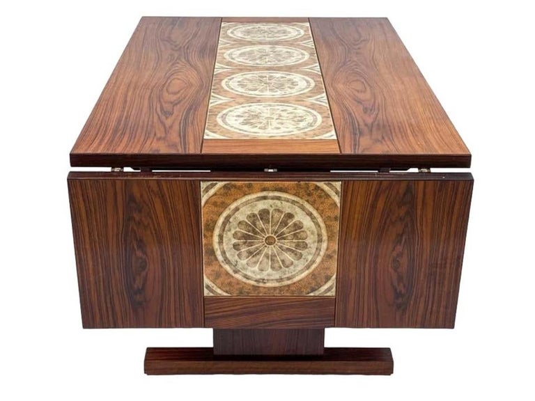 1970s Gangso Mobler Mid Century Rosewood and Tile Drop Leaf Dinning ...