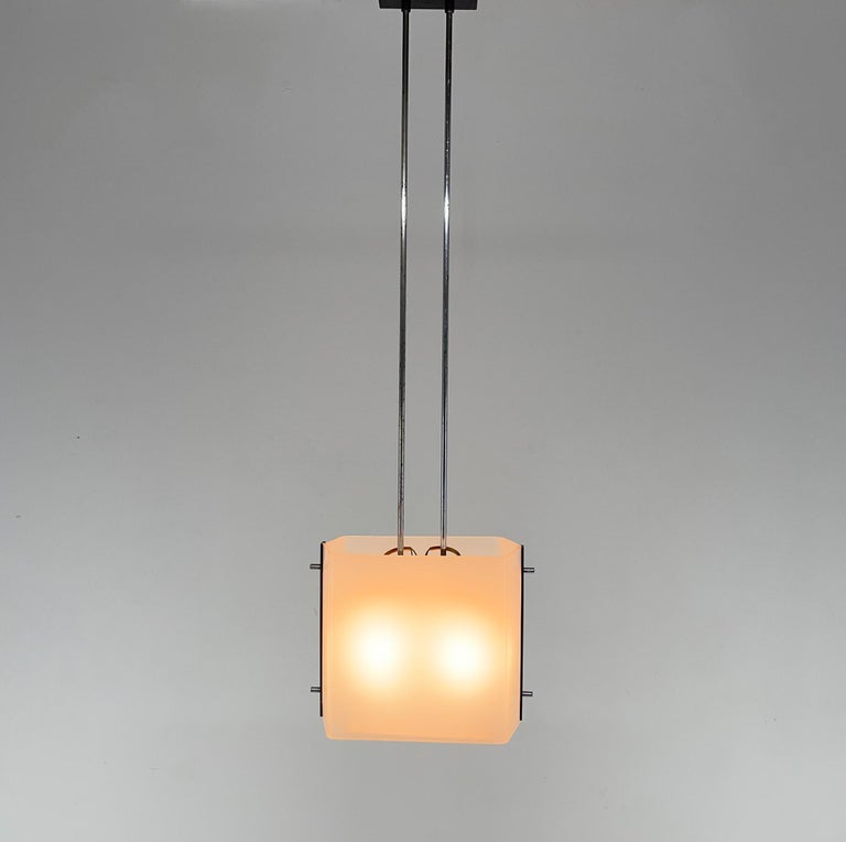 1970's Geometric Plastic and Chrome Pendant For Sale at 1stDibs