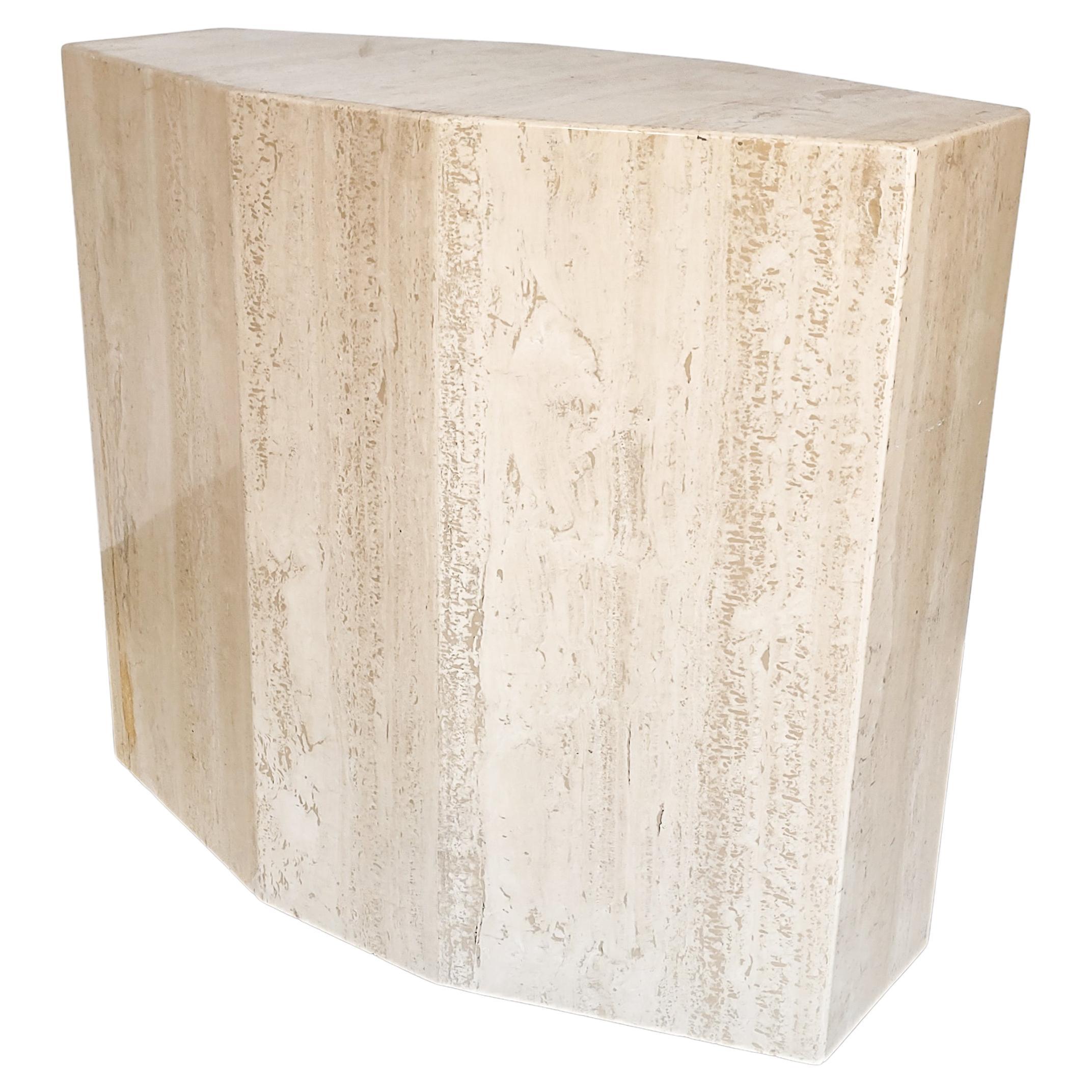 Geometric Motif Travertine Console Table For Sale at 1stDibs