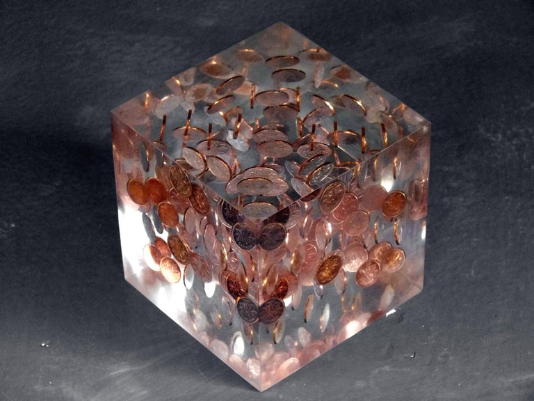 1970s George Schreber 1 Cent Canada in Plexi / Lucite Cube Sculpture ...