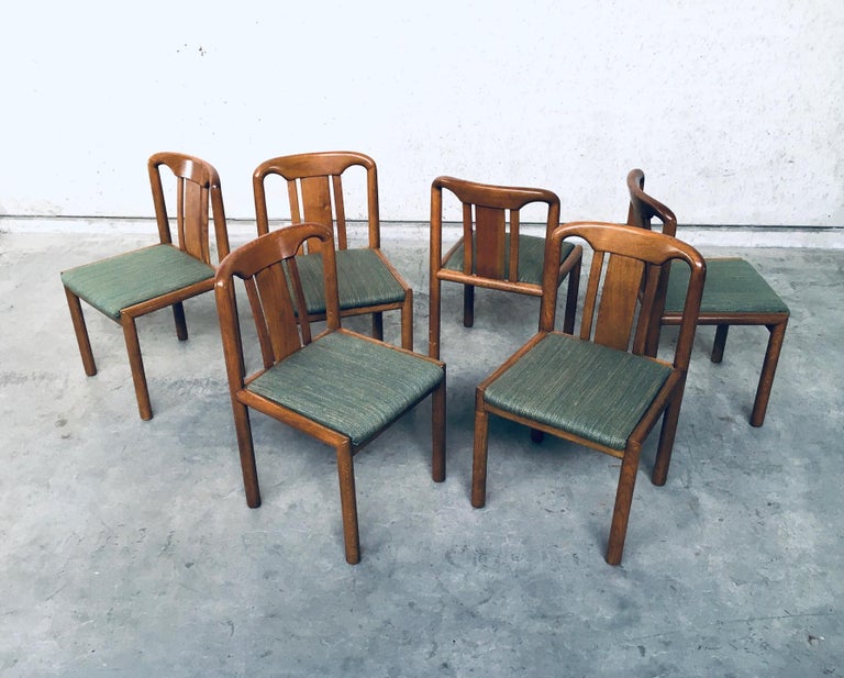 1970's German Design Set of 6 Dining Chairs in Oak For Sale at 1stDibs