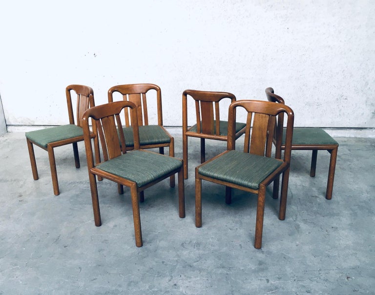 1970's German Design Set of 6 Dining Chairs in Oak For Sale at 1stDibs