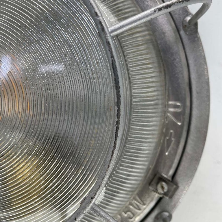1970's German EOW Cast Aluminium Circular Bulkhead Lamp with Reeded ...