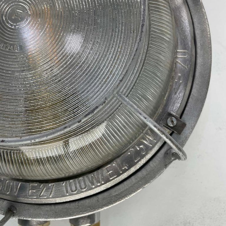 1970's German EOW Cast Aluminium Circular Bulkhead Lamp with Reeded ...
