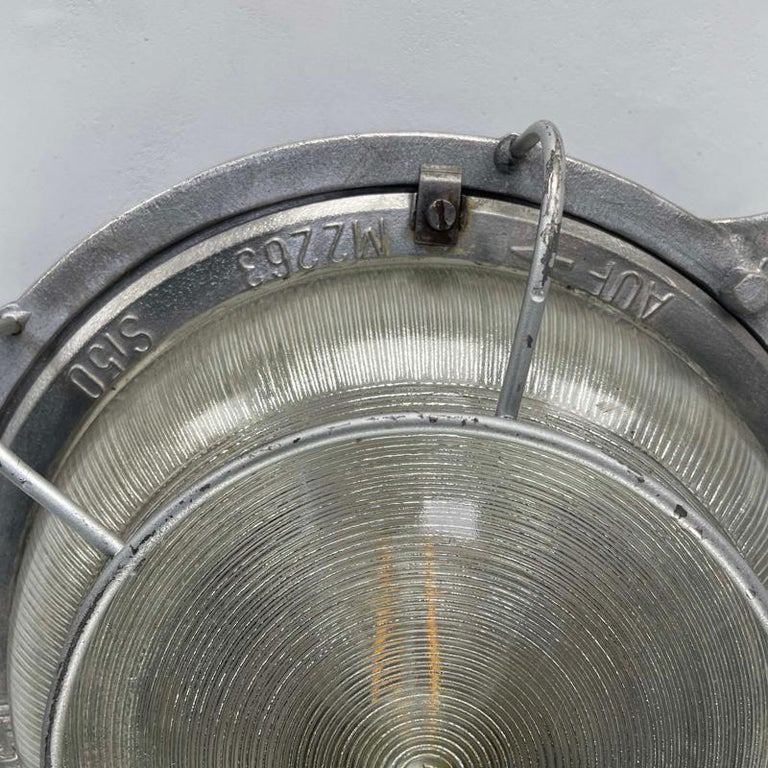 1970's German EOW Cast Aluminium Circular Bulkhead Lamp with Reeded ...