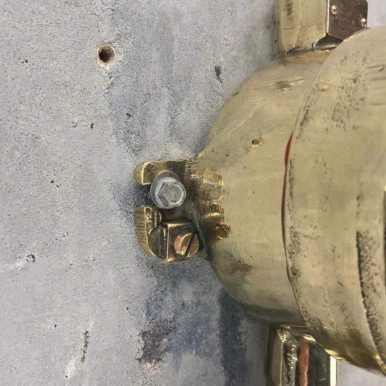 1970s German Explosion Proof Wall Light Cast Brass, Glass Shade and ...