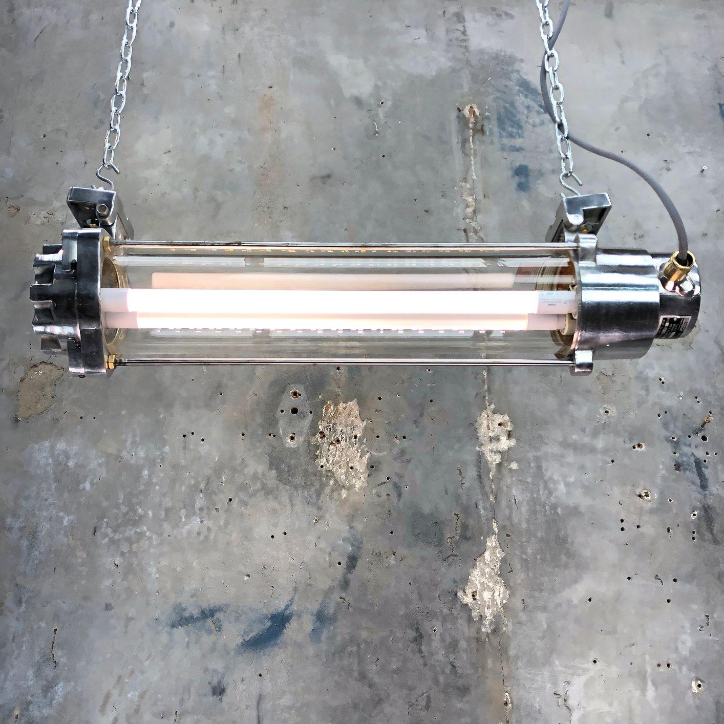 1970s German Industrial Aluminum and Glass Explosion Proof LED Ceiling ...