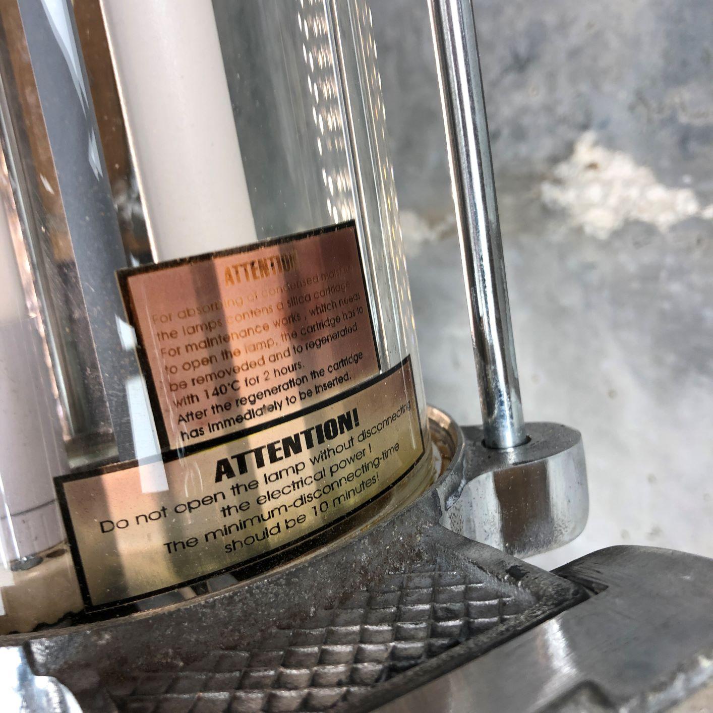 1970s German Industrial Aluminum and Glass Explosion Proof LED Ceiling ...